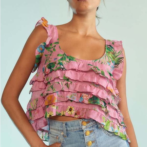 Cynthia Rowley | Tops | Nwt Cynthia Rowley Ruffle Floral Tank Blouse | Poshmark